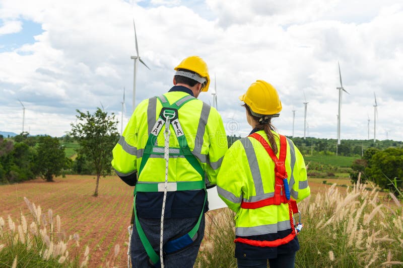 Engineering People are Meeting at Electrical Turbines Field ...