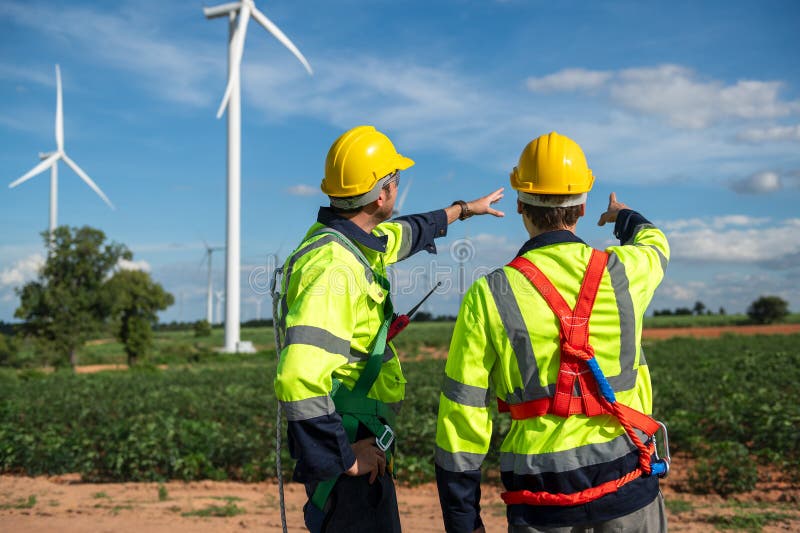 Engineering People are Meeting at Electrical Turbines Field ...