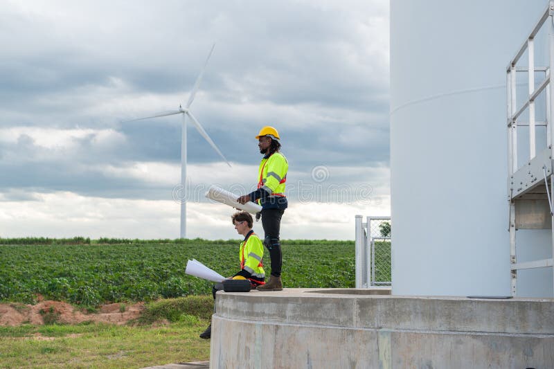Engineering People are Meeting at Electrical Turbines Field ...