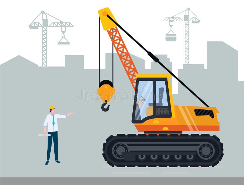 Engineering Place, Mobile Crane and Jenny Vector Stock Vector ...