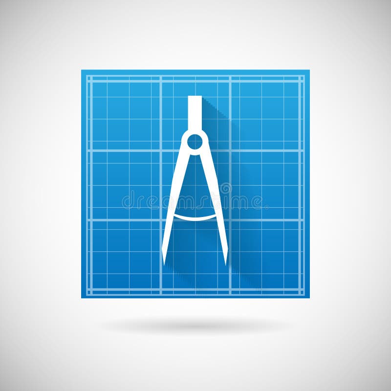 Engineering Planning Symbol Blueprint and Compass Divider Icon Design ...