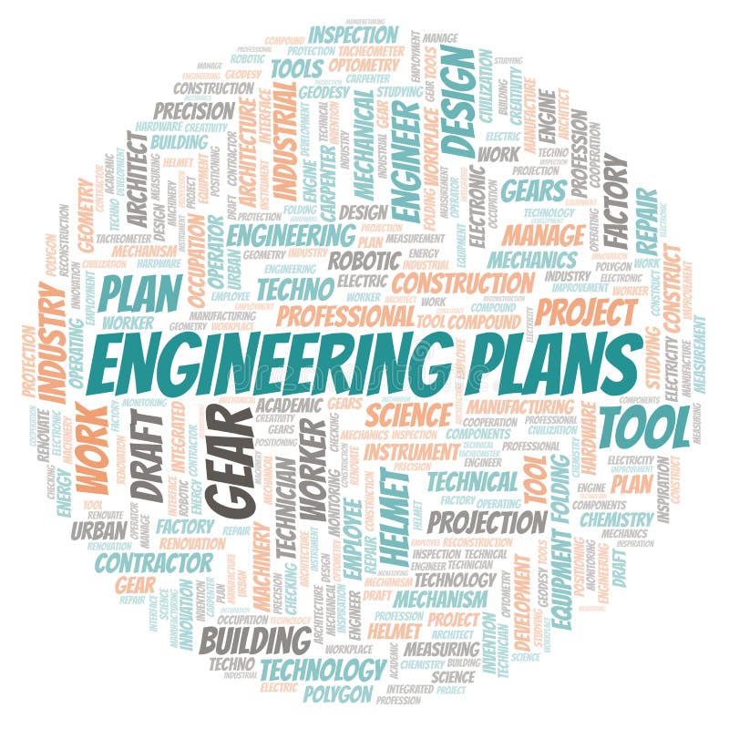Engineering Plans Typography Word Cloud Create with the Text only Stock ...