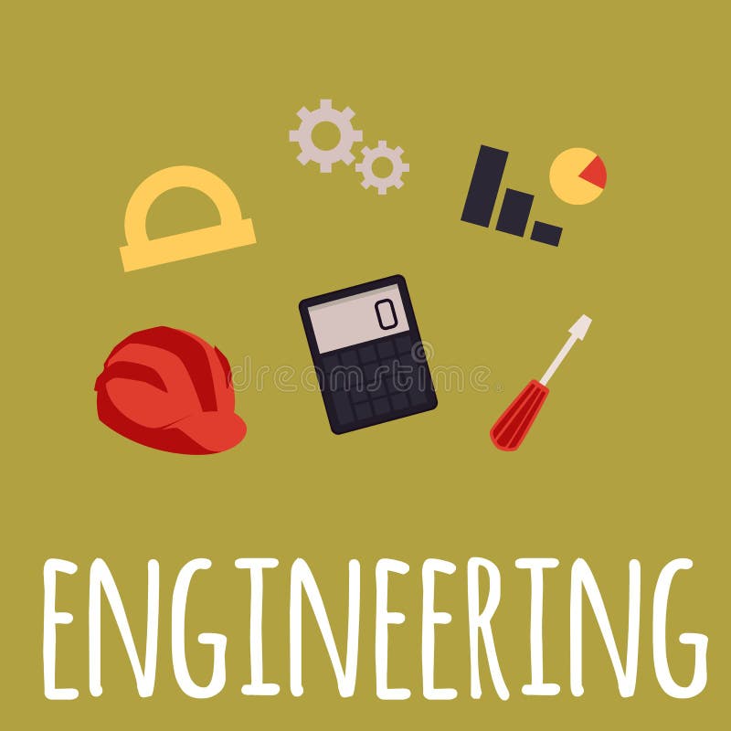 Engineering Poster with Engineer Work Tools and Calculating Equipment ...