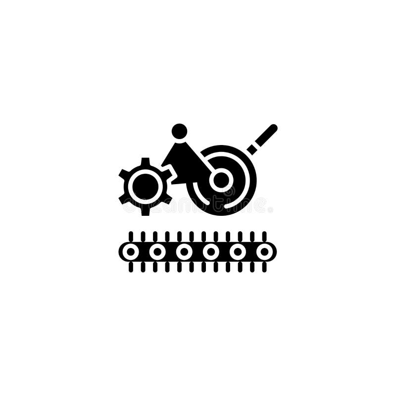 Engineering Process Black Icon Concept. Engineering Process Flat Vector ...