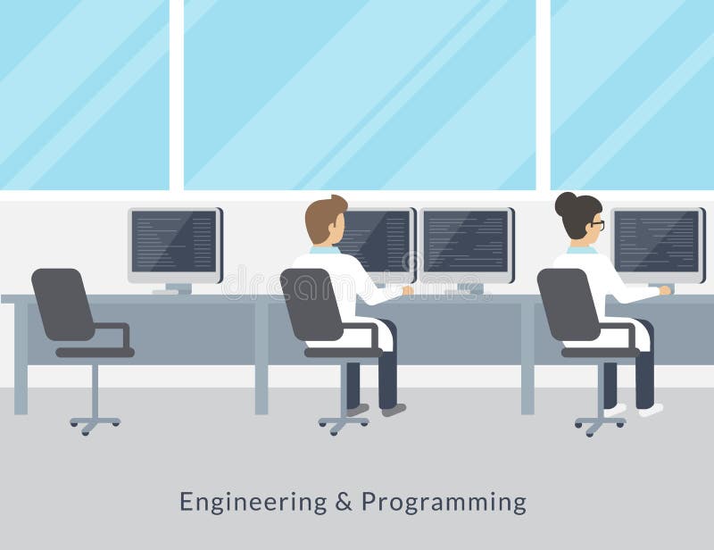 Engineering and Programming Working Process Stock Vector - Illustration ...