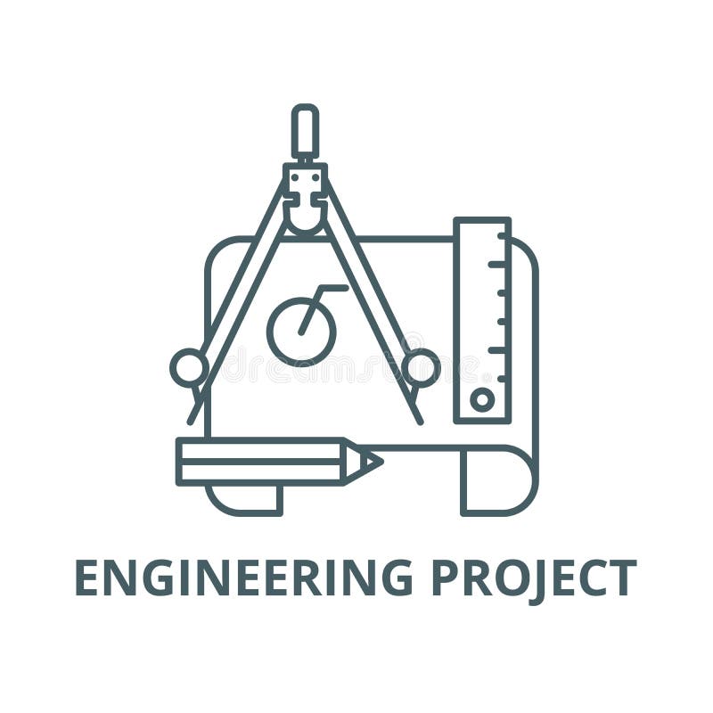 Engineering Project Line Icon, Vector. Engineering Project Outline Sign ...