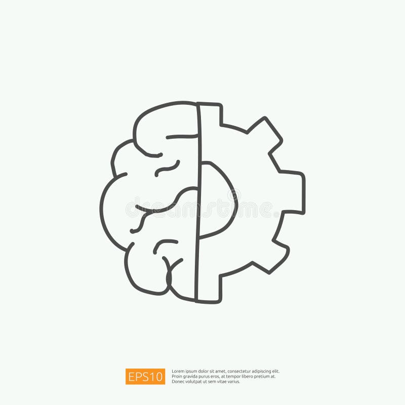 Engineering Related Doodle with Brain and Gear Symbol. Artificial ...