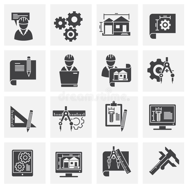 Engineering Related Icons Set on Background for Graphic and Web Design ...