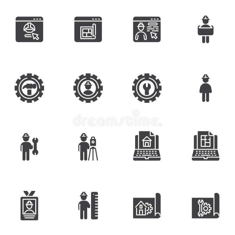Engineering Related Vector Icons Set Stock Vector - Illustration of ...