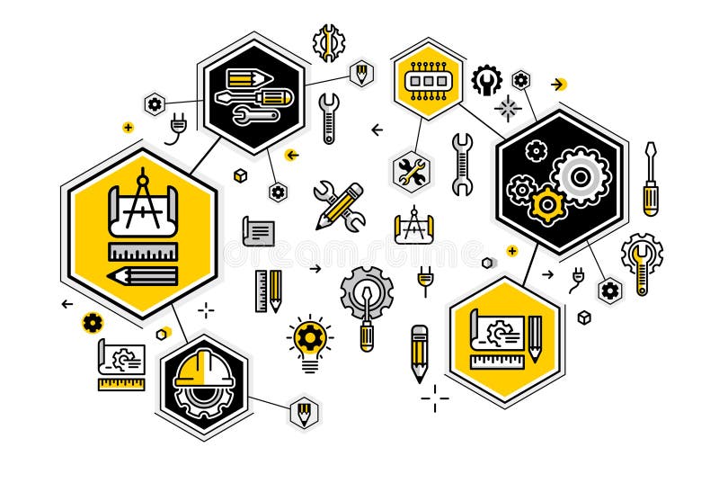 Engineering and Repairing Some Technology System Vector Illustration ...
