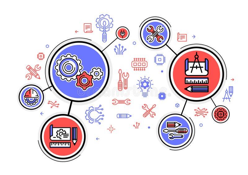 Engineering and Repairing Some Technology System Vector Illustration ...