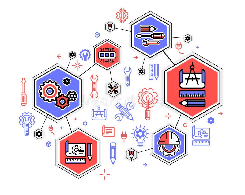 Engineering and Repairing Some Technology System Vector Illustration ...