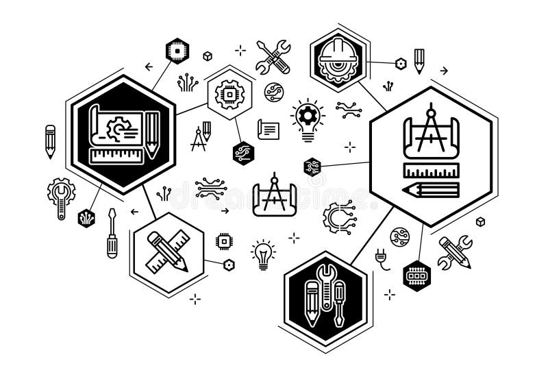Engineering and Repairing Some Technology System Vector Illustration ...