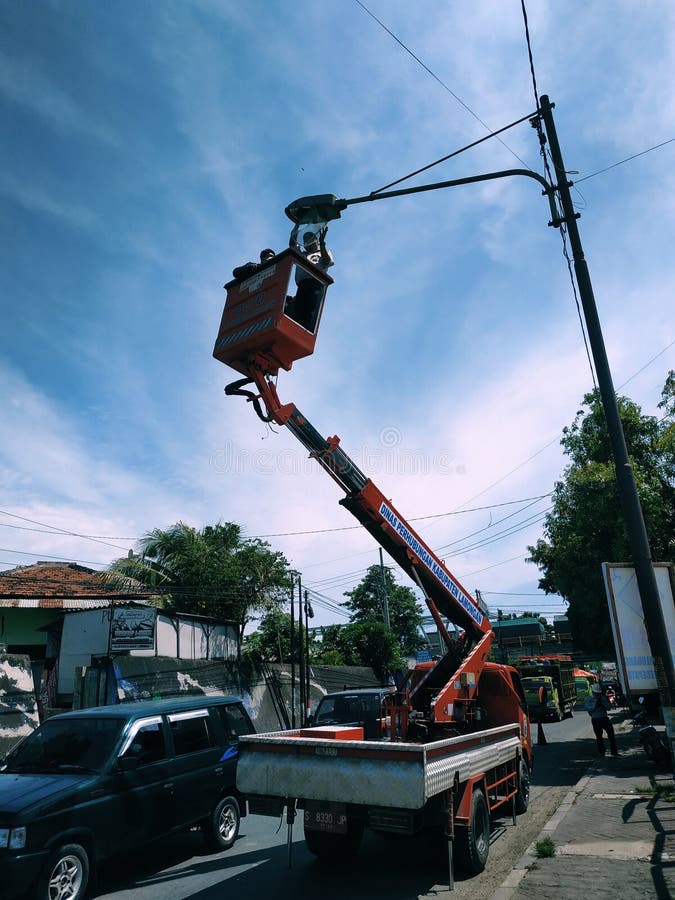 Engineering Repairs Public Street Lighting Editorial Image - Image of ...