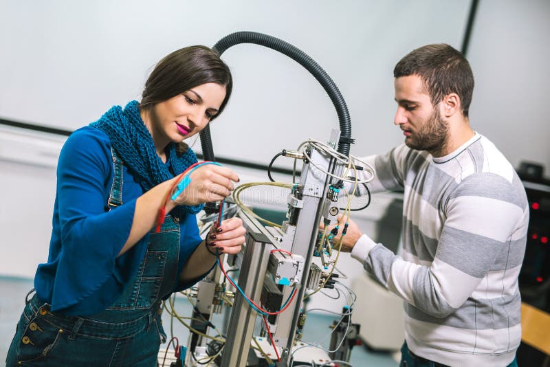 Engineering Robotics Class Teamwork Stock Photo - Image of electrical ...