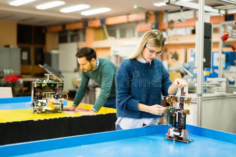 Engineering Robotics Class Teamwork Stock Image - Image of class ...