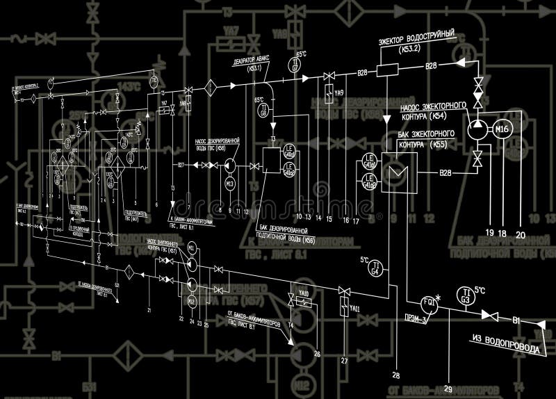 The engineering scheme stock illustration. Illustration of automatics ...