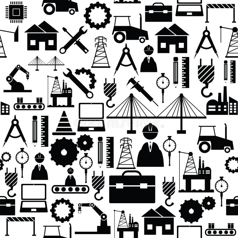 Engineering Seamless Pattern Background Icon Stock Vector ...