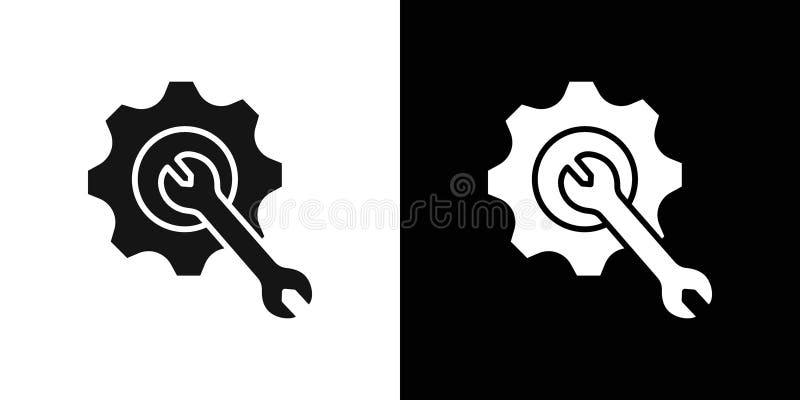 Engineering Service Icon Flat Vector Set Outline Stock Vector ...