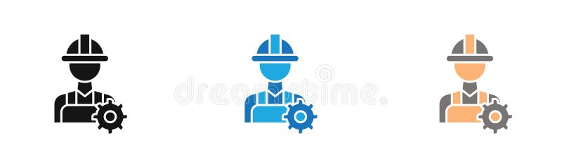 Engineering Service Icon Line Art Logo Set Stock Vector - Illustration ...