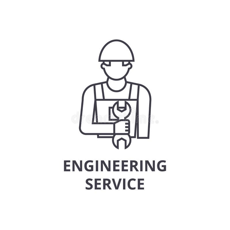 Service Engineer Line Icon Concept. Service Engineer Flat Vector Symbol ...