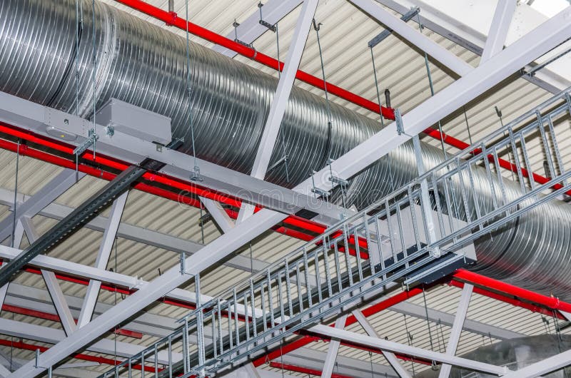 Engineering Services in a Building Stock Image - Image of busbar, pipe ...