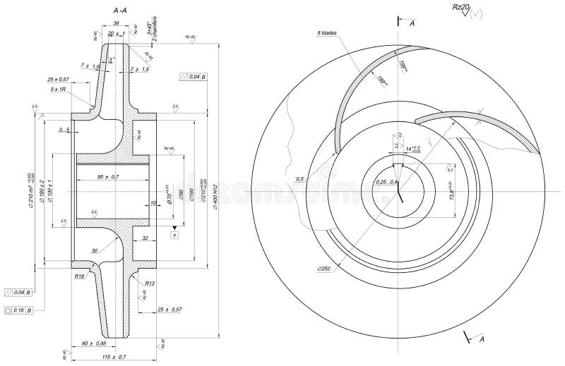 Sketch of Wheel with Blades and Radicals Stock Vector - Illustration of ...