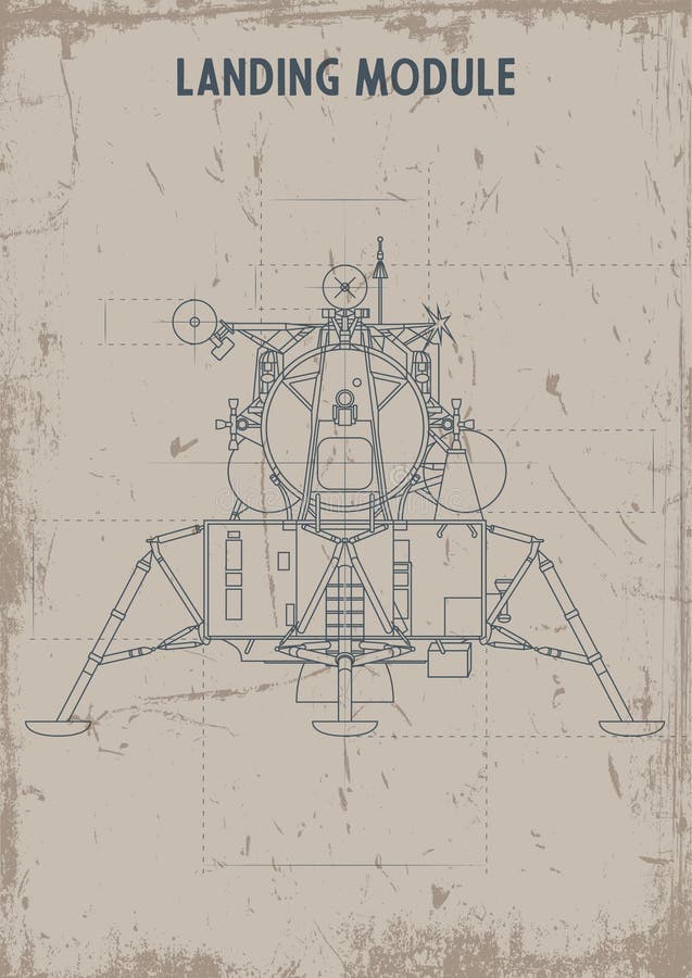Landing Module Old Drawings Stylization, Dirty Texture Paper Stock ...
