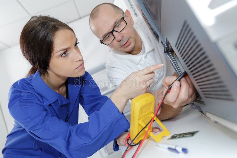 Engineering Student Learning with Teacher Stock Photo - Image of ...
