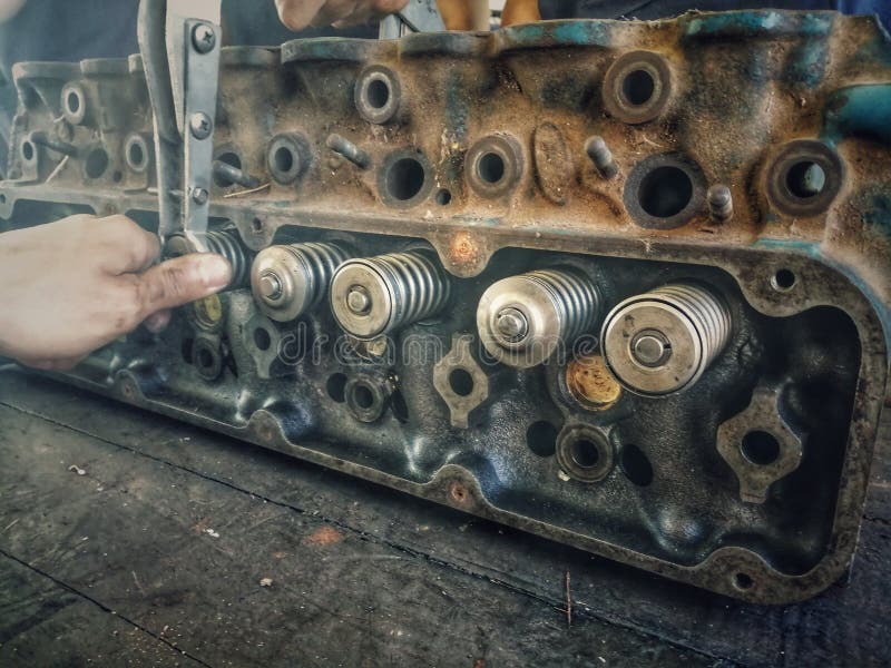 Engineering Student Learning To Disassemble the 4-cylinder Diesel ...