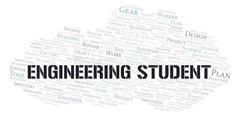 Engineering Student Typography Word Cloud Create with the Text only Stock Illustration ...