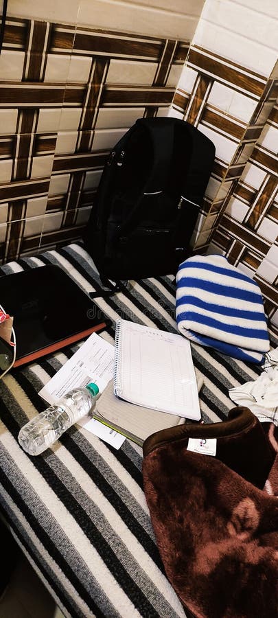 Engineering Students Room Pg Hostel Room Bed Studying on Bed Stock ...