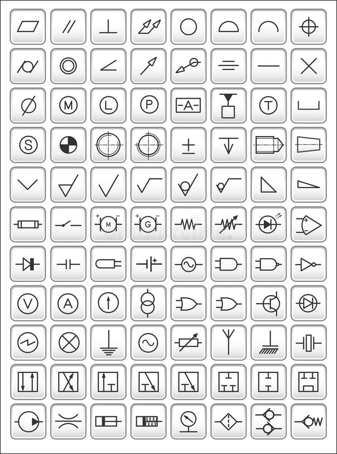 Mechanical Drawing Symbols Engineering Stock Illustrations – 204 ...
