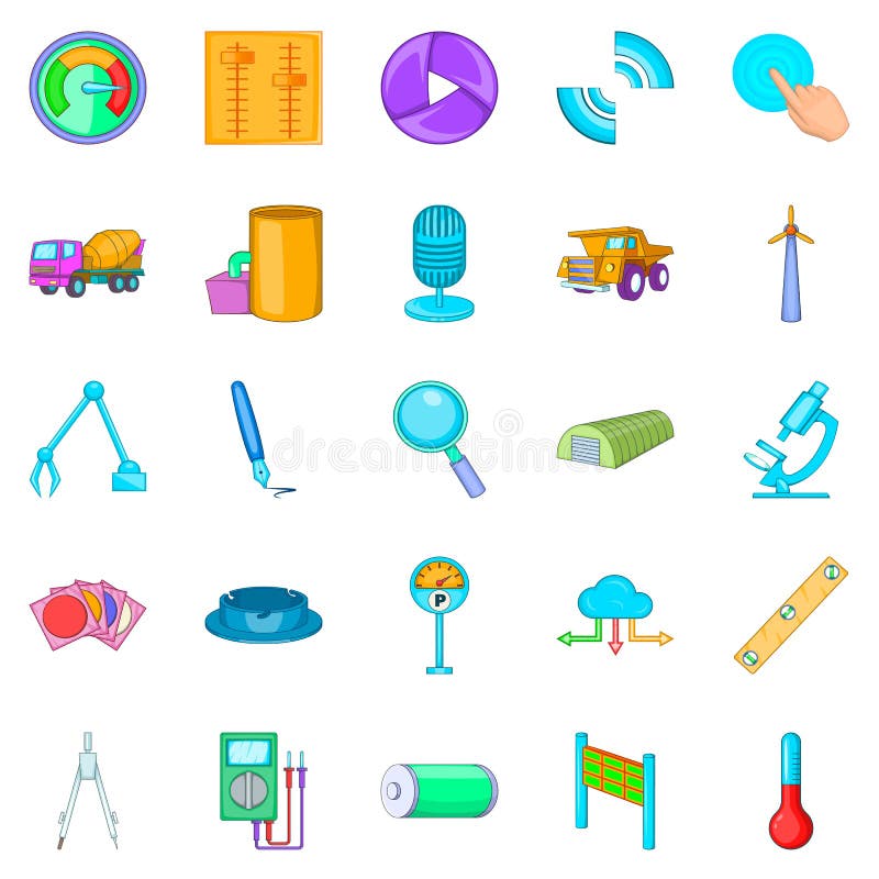 Engineering System Icons Set, Cartoon Style Stock Vector - Illustration ...