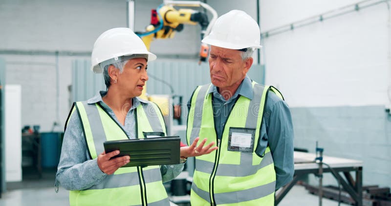 Engineering, Tablet or Senior Business People at a Warehouse with ...