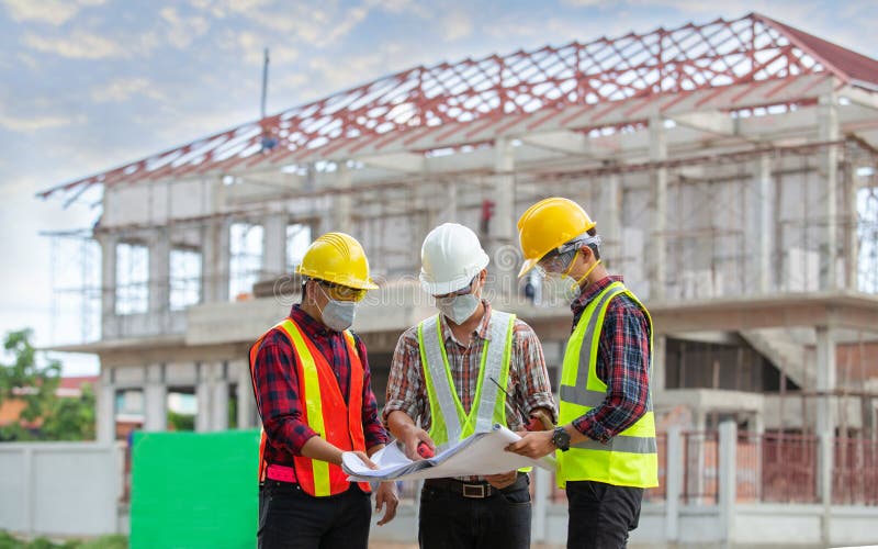 Engineering Team in the Construction Site of the House Stock Image ...