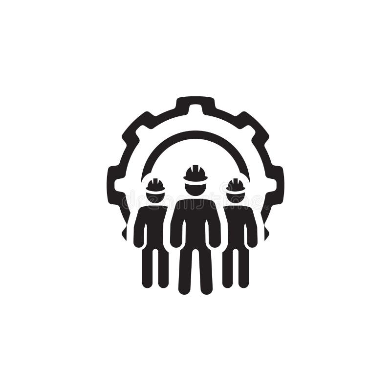 Engineering Team Icon. Three Men and Cog Wheel. Development Symbol ...