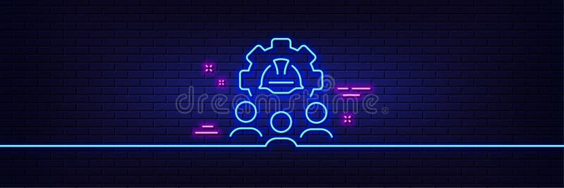Engineering Team Line Icon. Engineer or Architect Group Sign. Neon ...