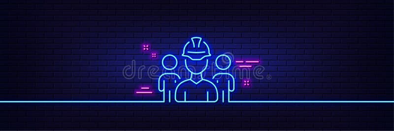 Engineering Team Line Icon. Engineer or Architect Group Sign. Neon ...