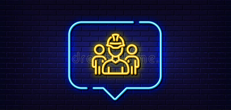 Engineering Team Line Icon. Engineer or Architect Group Sign. Neon ...