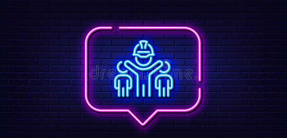 Engineering Team Line Icon. Engineer or Architect Group Sign. Neon ...