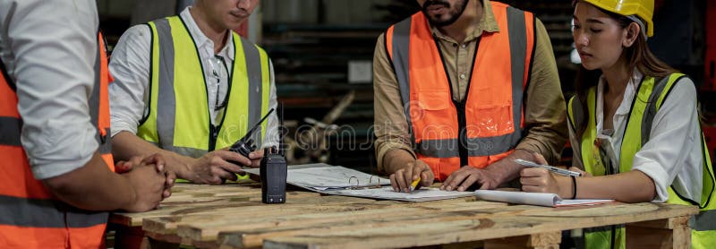 Engineering Team Meeting with Technician and Worker Operating. Teamwork ...