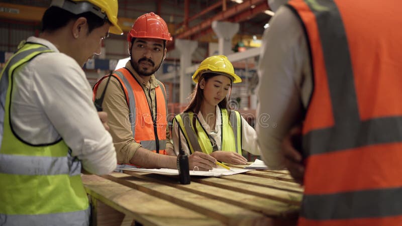 Engineering Team Meeting with Technician and Worker Operating. Teamwork ...