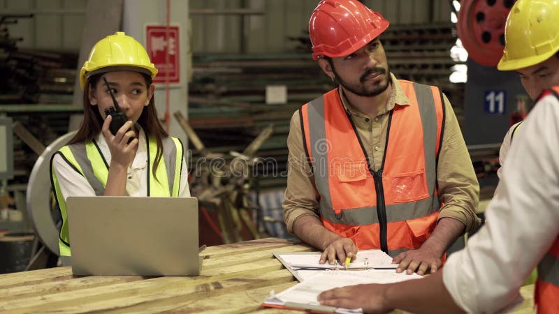 Engineering Team Meeting with Technician and Worker Operating. Teamwork ...