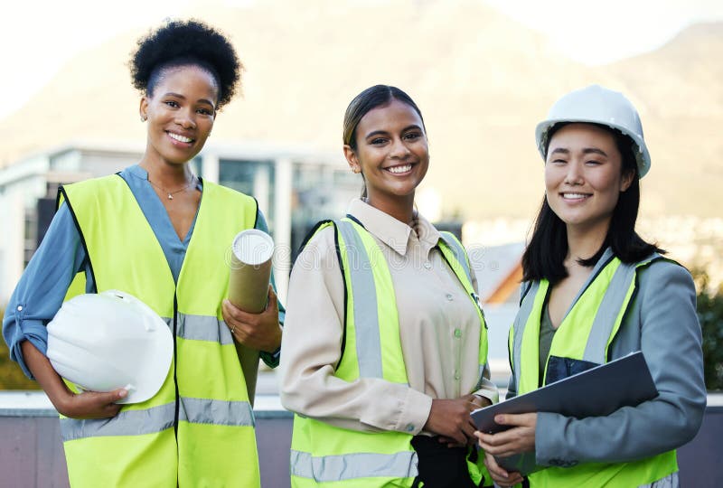Engineering, Team and Portrait of a Construction Workers on a Site ...