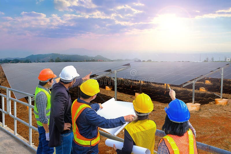 The Engineering Team Together Develop Solar Energy Generate Electricity ...