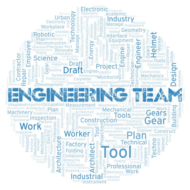 Engineering Team Typography Word Cloud Create with the Text only Stock ...