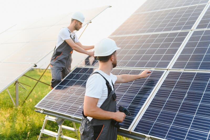 Engineering Team Working on Checking and Maintenance in Solar Power ...