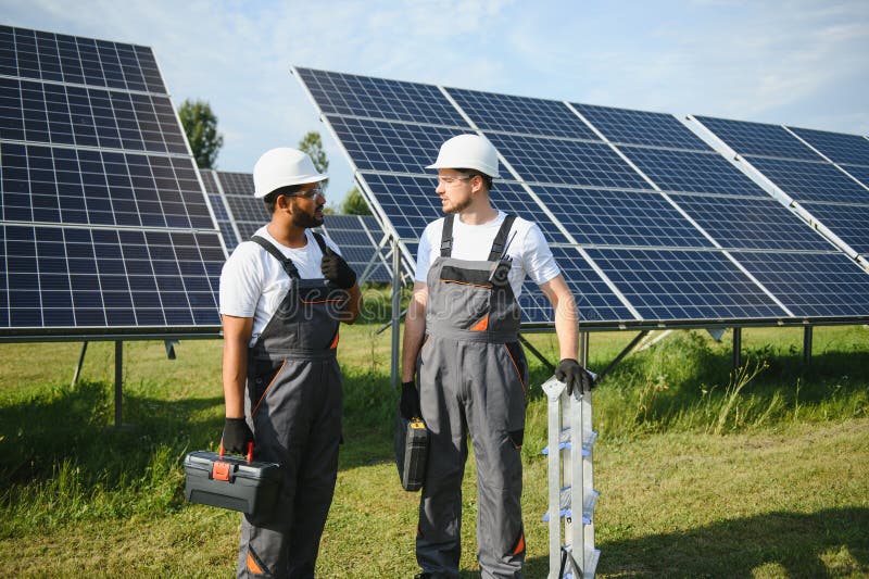 Engineering Team Working on Checking and Maintenance in Solar Power ...