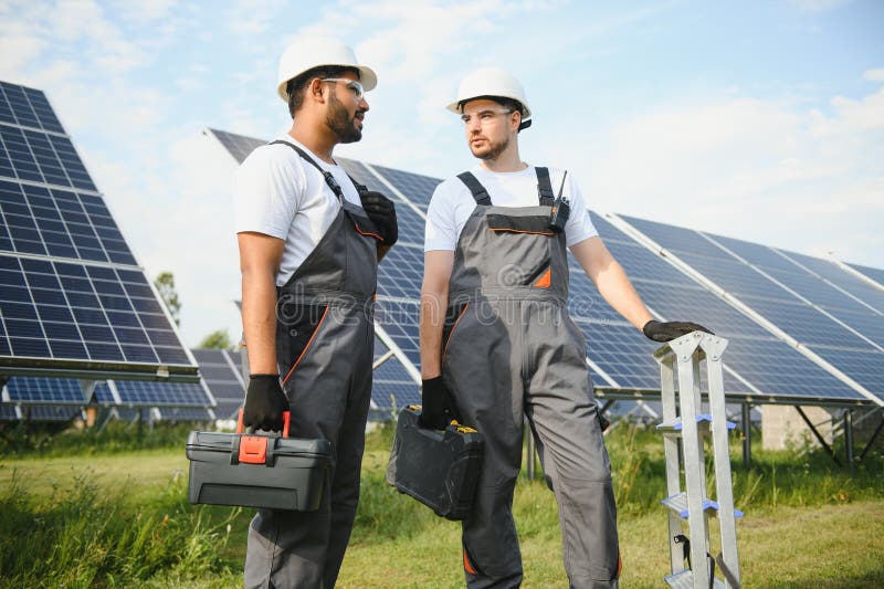 Engineering Team Working on Checking and Maintenance in Solar Power ...